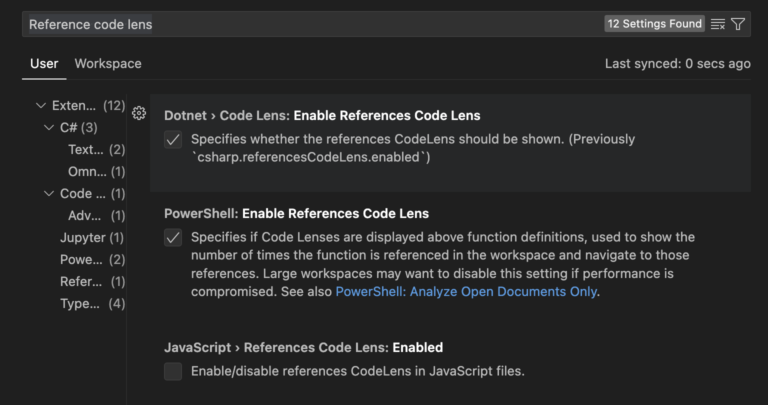 How to Disable the Reference Code Lens in VSCode for C# - Tim Santeford